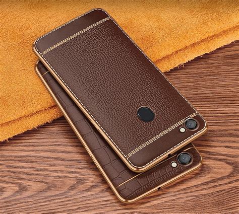 Vaku Oppo F Leather Stitched Gold Electroplated Soft TPU Back Cover F Oppo Mobile