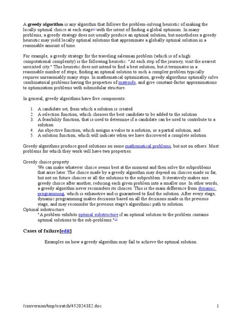A Greedy Algorithm Pdf Combinatorics Computational Science