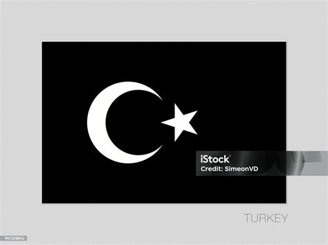 화이트 크와 스타 블랙 터키 플래그입니다 회색 마분지에 국립 소위 가로 세로 비율 2 3 기에 대한 스톡 벡터 아트 및 기타 이미지 Istock