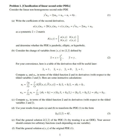 Solved Problem Classification Of Linear Second Order Chegg