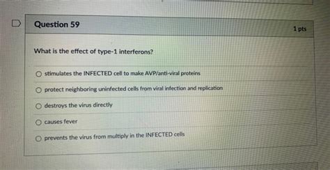 Solved What Is The Effect Of Type 1 Interferons Stimulates