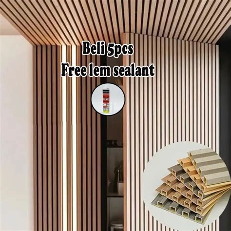 Jual Mw Dekorasi Tembok Hiasan Wood Panel Ukuran 290cm Wpc Wallpanel Pvc Motif Kayu Kisi Kisi