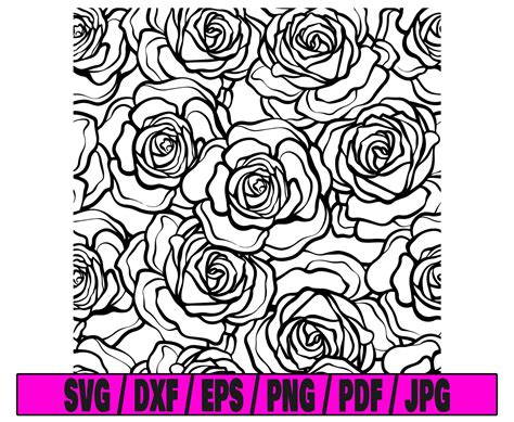 Rose Pattern Svg Rose Svg Cut File Pattern Clipart Svg Cut File For
