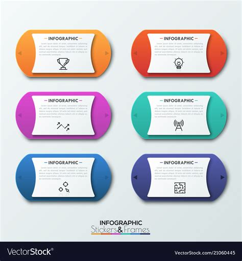 Six Colorful Rounded Elements With Two Arrows On Vector Image