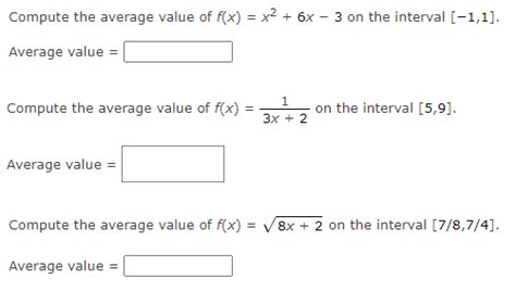 solved compute the average value of f x x2 6x−3 on the