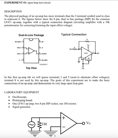 solved experiment 1 open loop test circuit description