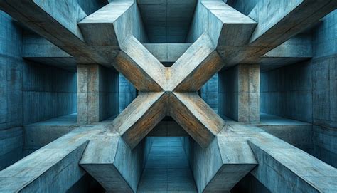 Concrete Structure With Intersecting Beams Premium Ai Generated Image