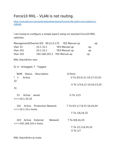 force10 mxl vlan is not routing pdf data transmission computer