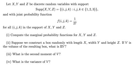 solved let x y and z be discrete random variables with