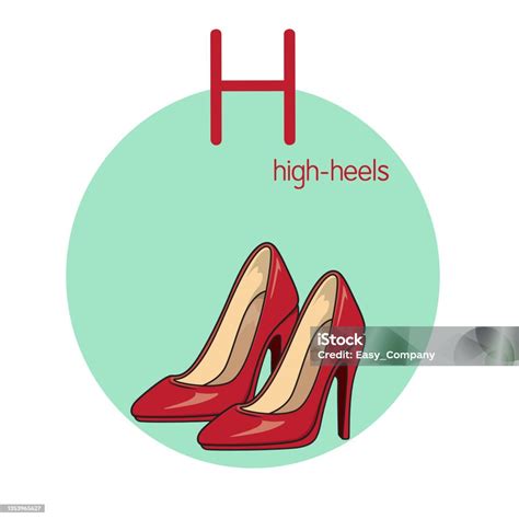 알파벳 문자 H 어퍼 케이스 또는 영어 학습 연습 Abc를위한 대문자하이힐의 벡터 일러스트 하이힐에 대한 스톡 벡터 아트 및