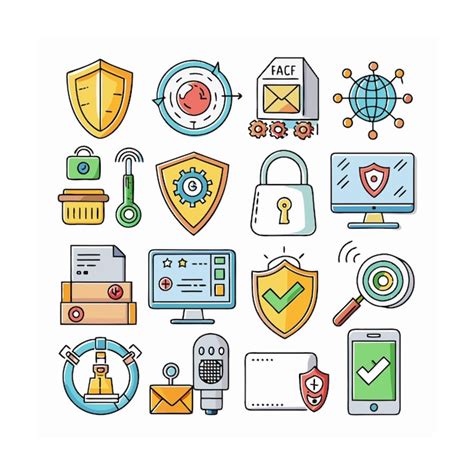 Realistic Security And Protection Different Icons Set Premium Ai Generated Vector