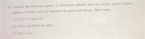 Solved Consider The Following Signals I Determine Chegg