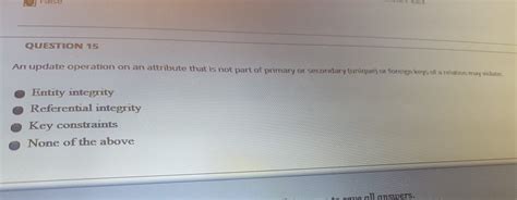 Solved Raise QUESTION An Update Operation On An Attribute Chegg