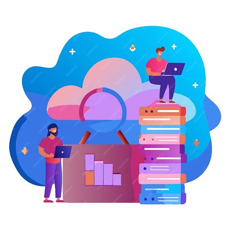 Data Analysis And Cloud Computing Concept With Servers And Users Premium Ai Generated Vector