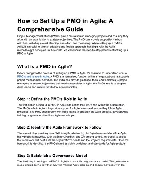 PPT How To Set Up A PMO In Agile A Comprehensive Guide PowerPoint