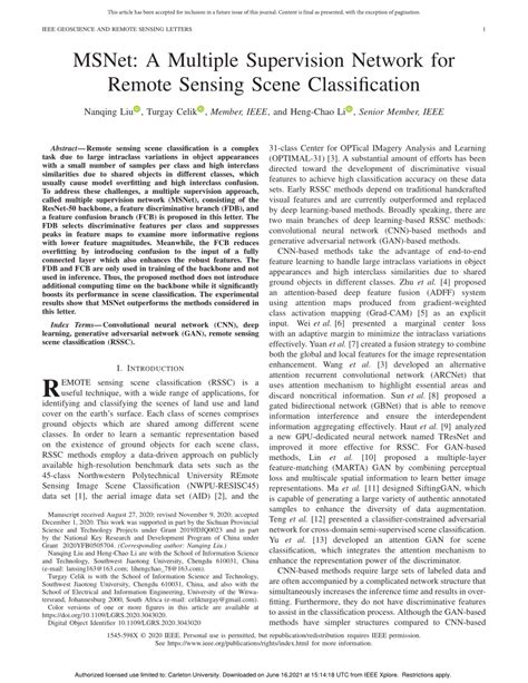 Pdf Msnet A Multiple Supervision Network For Remote Sensing Scene Classification