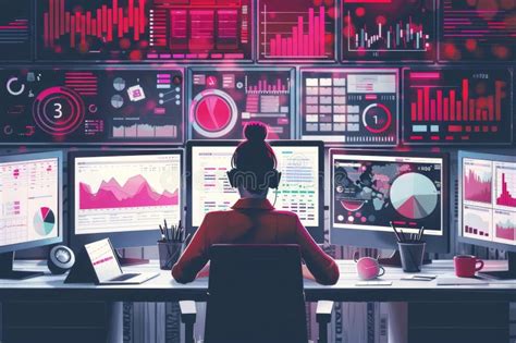 A Person Is Seated At A Desk Facing Numerous Computer Monitors A Person Sitting At A Desk