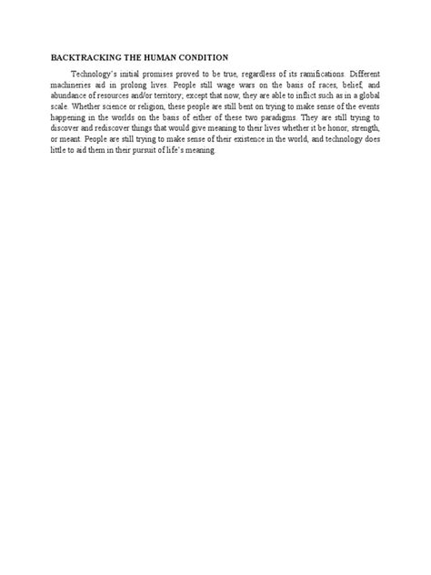 sts summary backtracking the human condition pdf