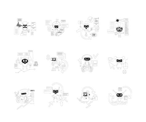 Thin Line Bot Concept Illustrations For Web Design And Personal Assistants Vector Outline
