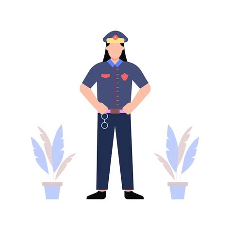 Premium Vector A Female Police Officer Is Standing