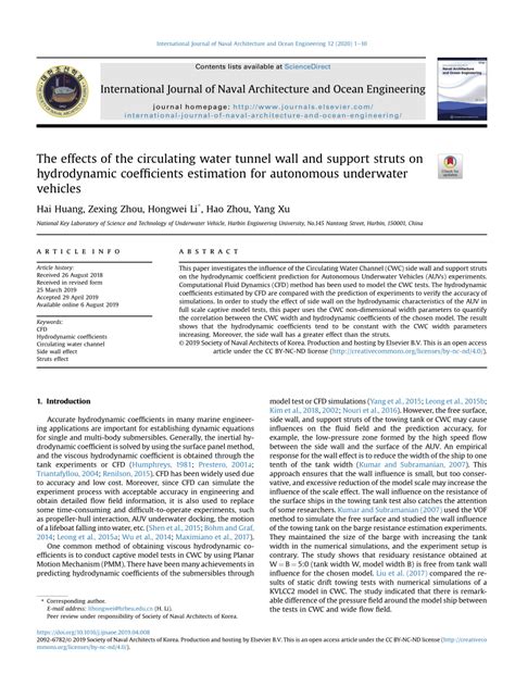 Pdf The Effects Of The Circulating Water Tunnel Wall And Support Struts On Hydrodynamic