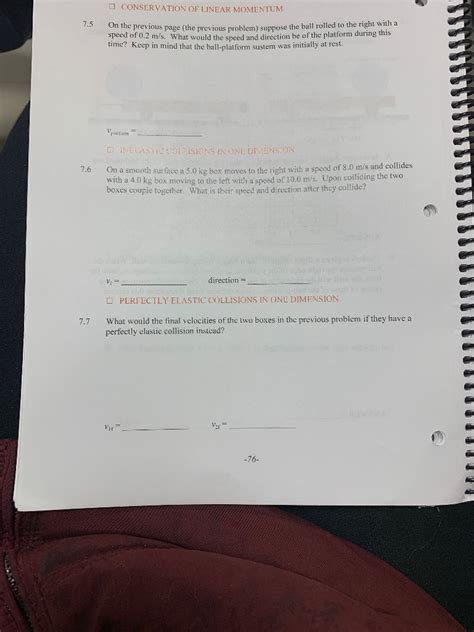 Solved CONSERVATION OF LINEAR MOMENTUM On The Previous Chegg