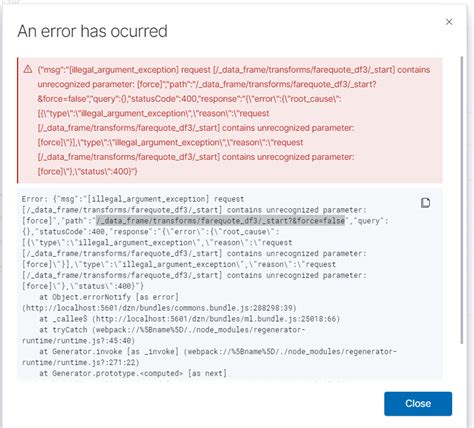 Ml Unable To Start A Transform Due To Unrecognized Force Parameter