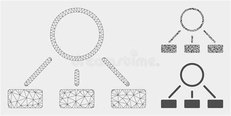 Hierarchy Vector Mesh Carcass Model And Triangle Mosaic Icon Stock
