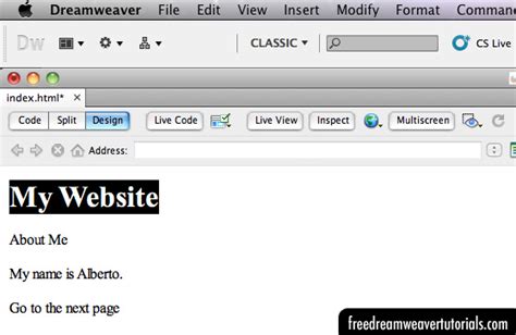 Free Dreamweaver Tutorials Adding And Formatting Text Getting