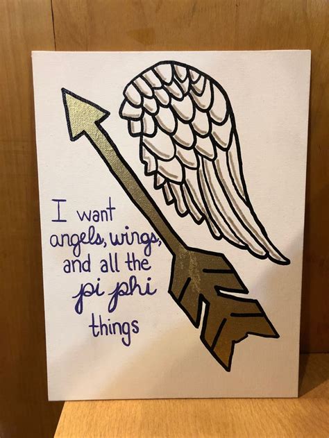 Pi Beta Phi Angel Wings And Arrows Quote Canvas Craft