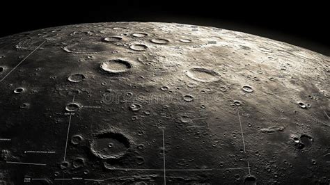 High Resolution Lunar Surface Detail Showing Craters And Texture Stock