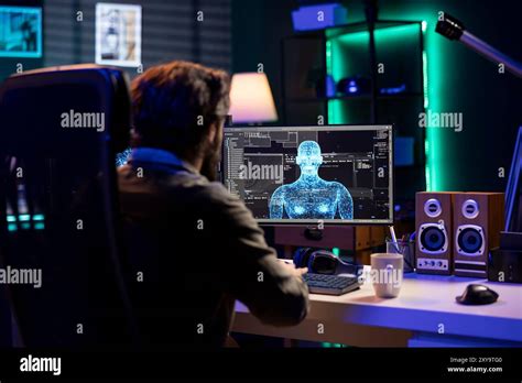 Programmer Discussing With Sentient AI Becoming Superintelligent Gaining Humanoid Form