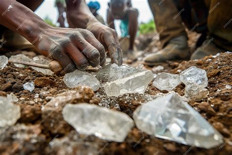 Premium Ai Image Gemstone Mining Techniques Miners In Remote Locations Equipped With