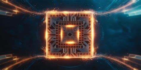 Abstract Technology Futuristic Digital Concept Square Pattern With Lighting Glowing Particles
