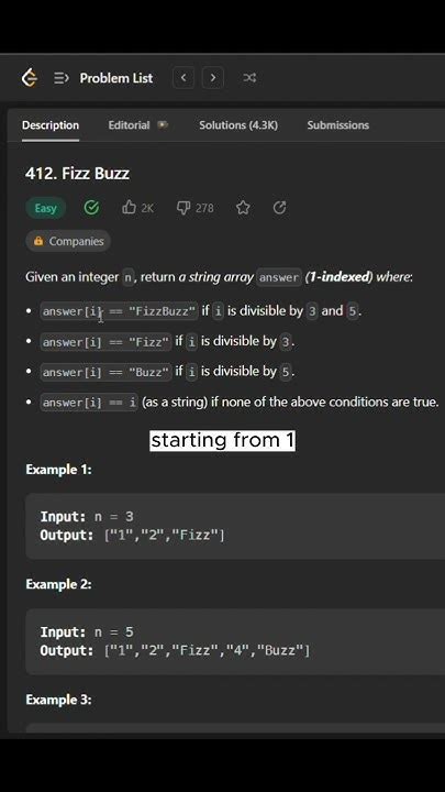 Solving The Fizz Buzz Problem Full Video Out Now Shorts Programming Leetcode Hackerrank