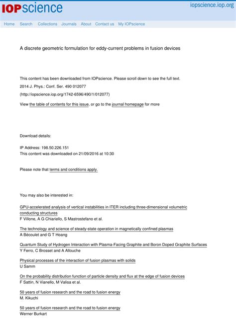 pdf a discrete geometric formulation for eddy current problems in