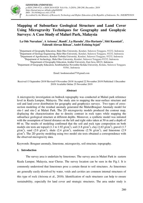 Pdf Mapping Of Subsurface Geological Structure And Land Cover Using