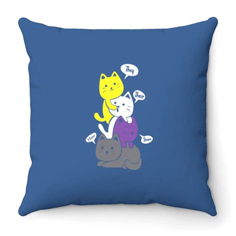 Nonbinary They Their Them Meow Cute Non Binary Flag Kawaii Throw
