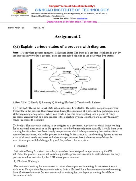 Assignment Unit 2 Os Pdf Process Computing Thread Computing
