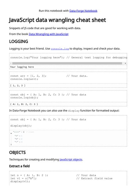 Javascript Cheat Sheet Data Wrangling Download Printable Pdf