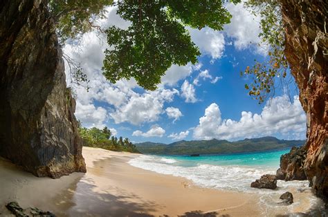 Sand Island Caribbean Dominican Republic Clouds Beach Rock