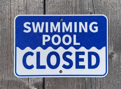 Swimming Pool Closed Sign Safety Warning Vibrant White And Blue With