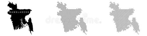Bangladesh Silhouette Map And Two Patterns Of Dots And Slanted Lines Flat Vector Illustration