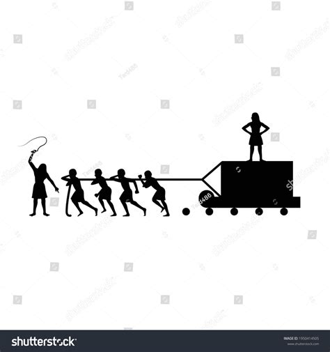 Black Silhouette Design Slaves Pulling Stone Stock Vector Royalty Free