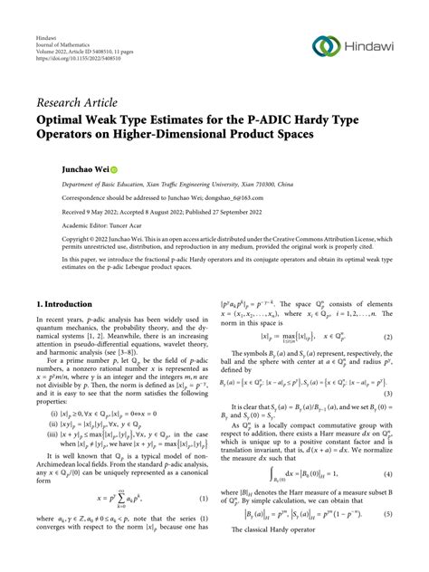 Pdf Optimal Weak Type Estimates For The P Adic Hardy Type Operators