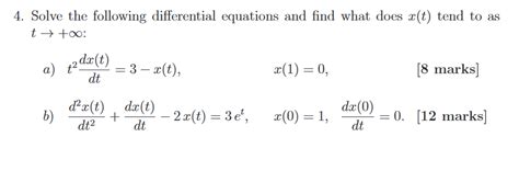 Solve The Following Differential Equations And Chegg Com