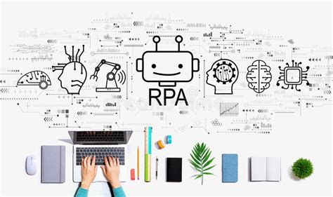 Robotic Process Automation Theme With Person Using A Laptop Stock Photo Image Of Workflow