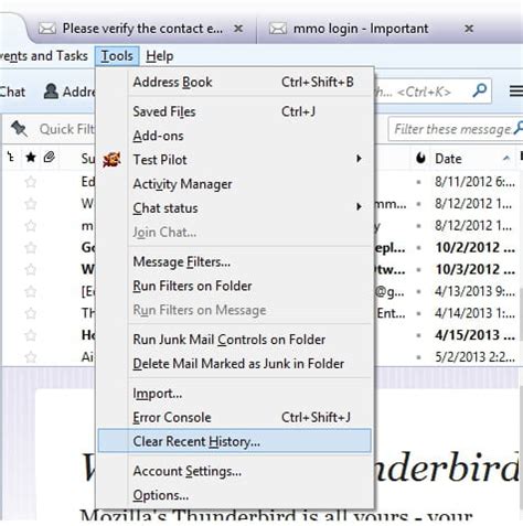 Clear Cache On Thunderbird