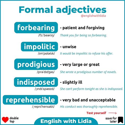 🔻 Lets Learn 5 Formal Adjectives English With Lidia Facebook