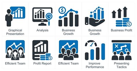 그래픽 프리젠 테이션 분석 비즈니스 성장으로 10 개의 비즈니스 아이콘 세트 0명에 대한 스톡 벡터 아트 및 기타 이미지 0명 개념 개념과 주제 Istock